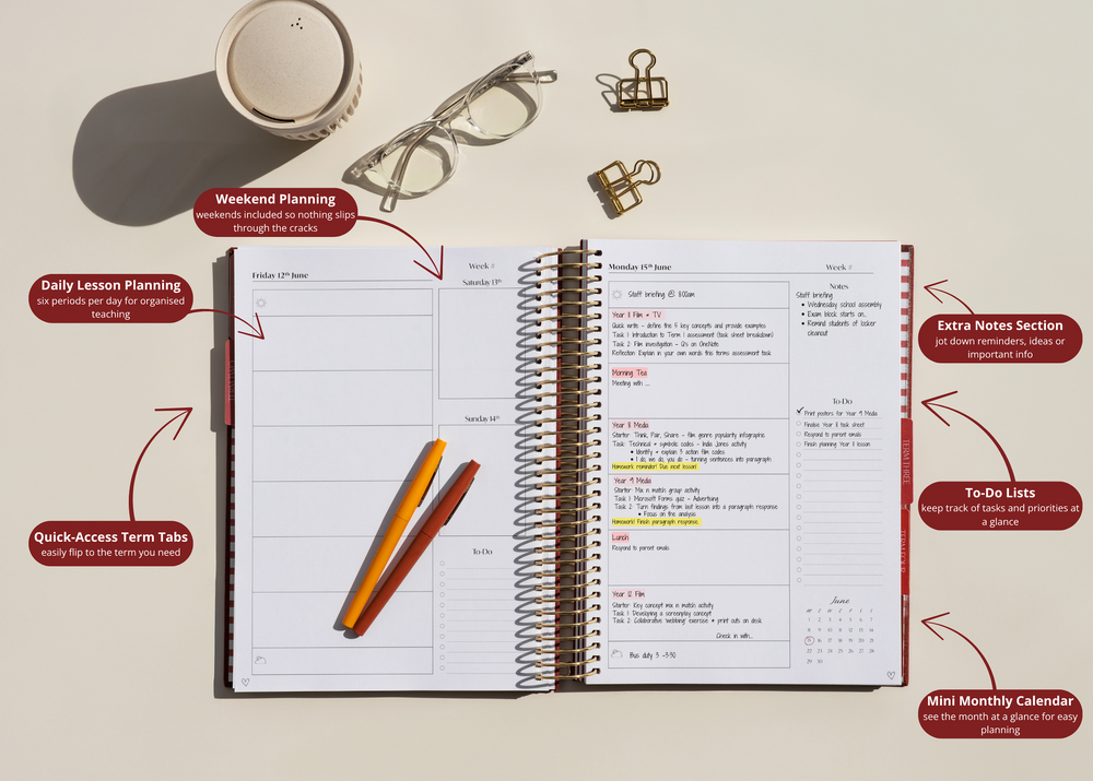 2026 Daily Teacher Planner | Navy Stripe